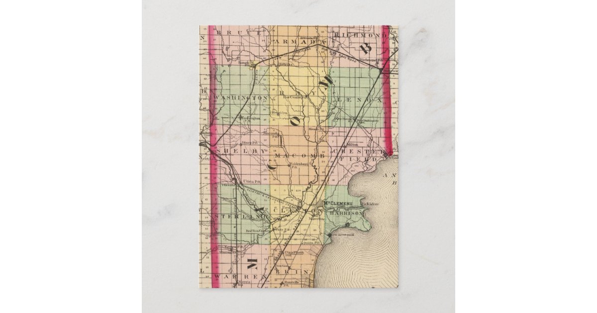 Map of Macomb County, Michigan Postcard | Zazzle