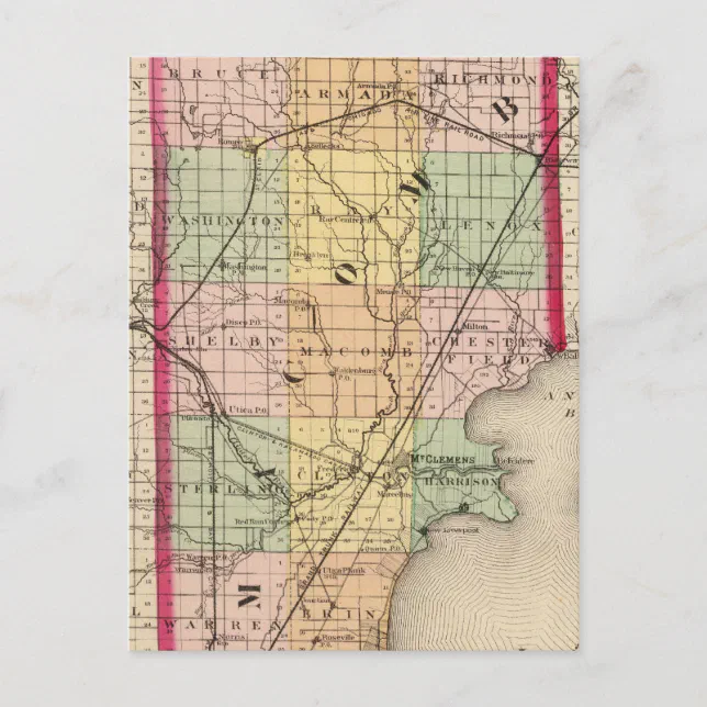 Map of Macomb County, Michigan Postcard | Zazzle