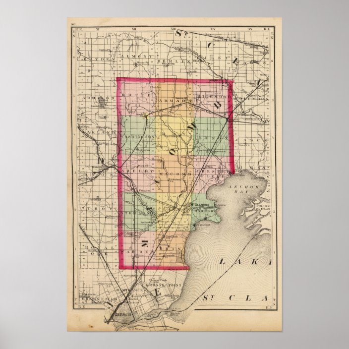 Map of Macomb County, Michigan Poster | Zazzle.com