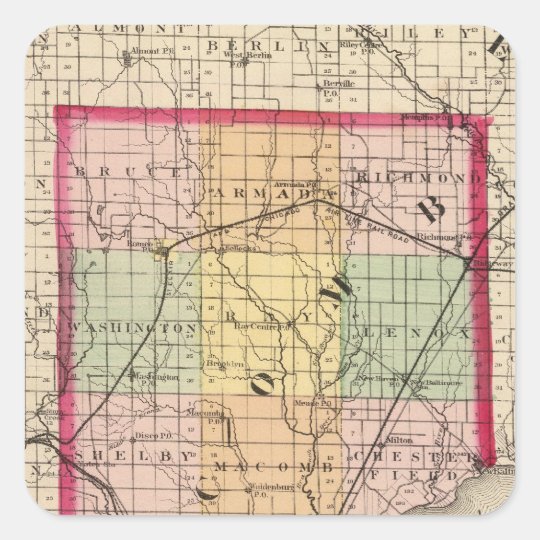 Map of Macomb County, Michigan Square Sticker | Zazzle.com