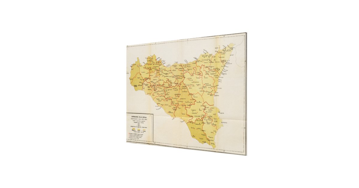 Map of Mafia Activity in Sicily Italy 1900 Canvas Print | Zazzle