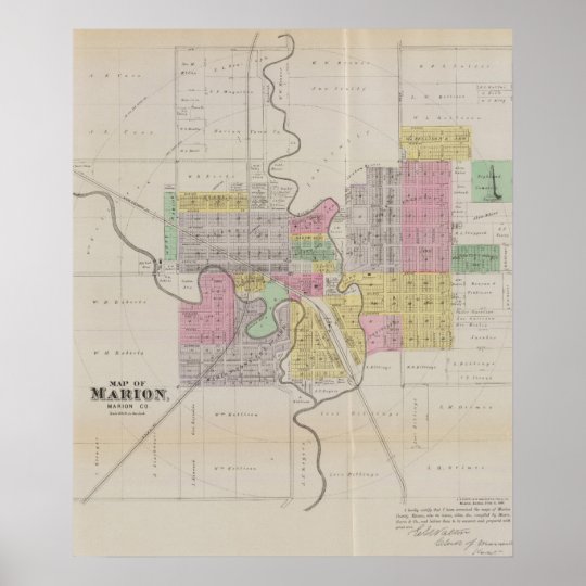 Map of Marion, Marion County, Kansas Poster | Zazzle.com