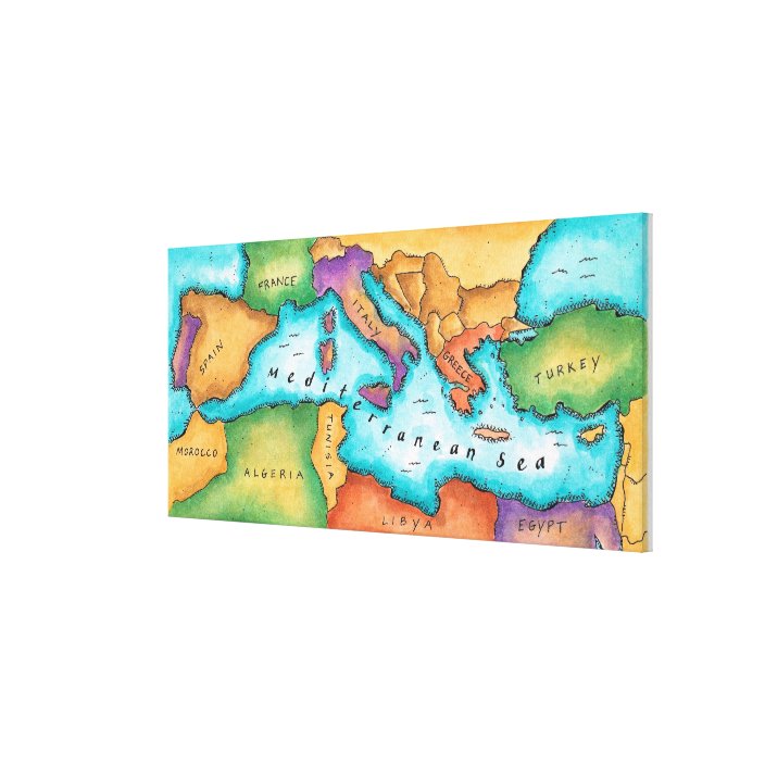 Map of Mediterranean Sea Canvas Print | Zazzle.com