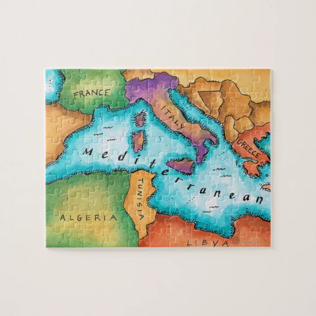 Map of Mediterranean Sea Jigsaw Puzzle | Zazzle