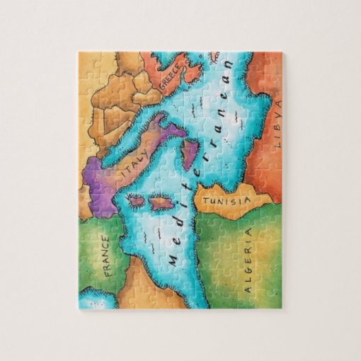 Map of Mediterranean Sea Jigsaw Puzzle | Zazzle