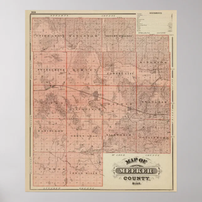 Map of Meeker County, Minnesota Poster | Zazzle