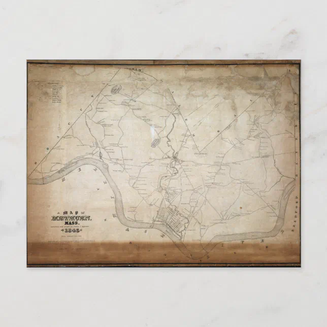 Map of Methuen Massachusetts in 1846 Postcard | Zazzle