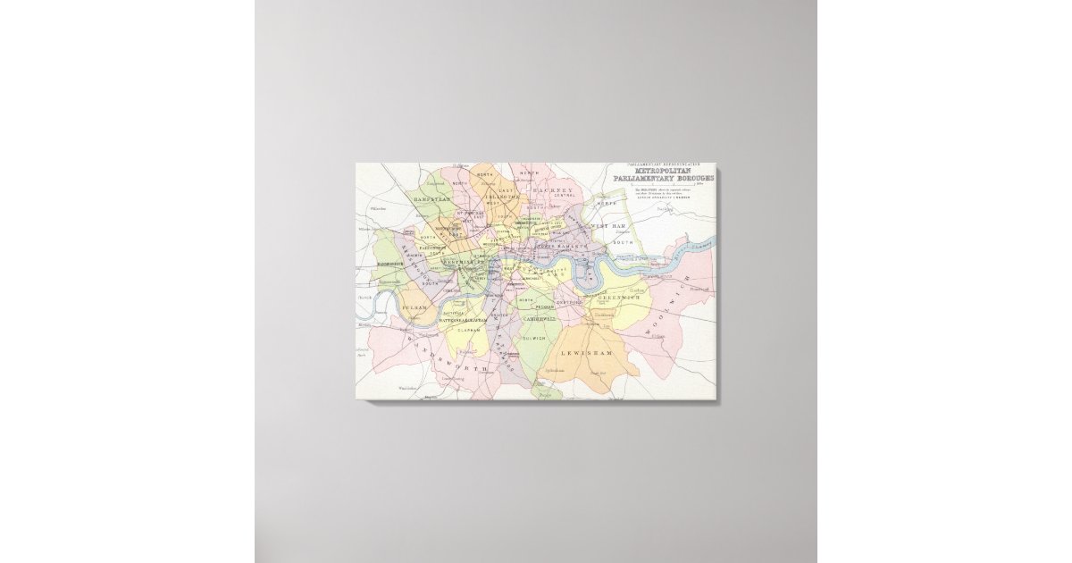 Map of Metropolitan Parliamentary Boroughs Canvas Print | Zazzle