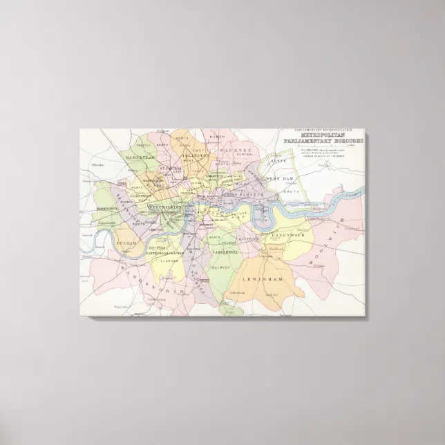 Map of Metropolitan Parliamentary Boroughs Canvas Print | Zazzle