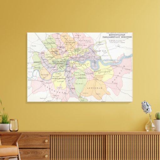 Map of Metropolitan Parliamentary Boroughs Canvas Print | Zazzle