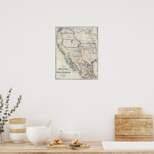 Map Of Mexico & California Poster | Zazzle