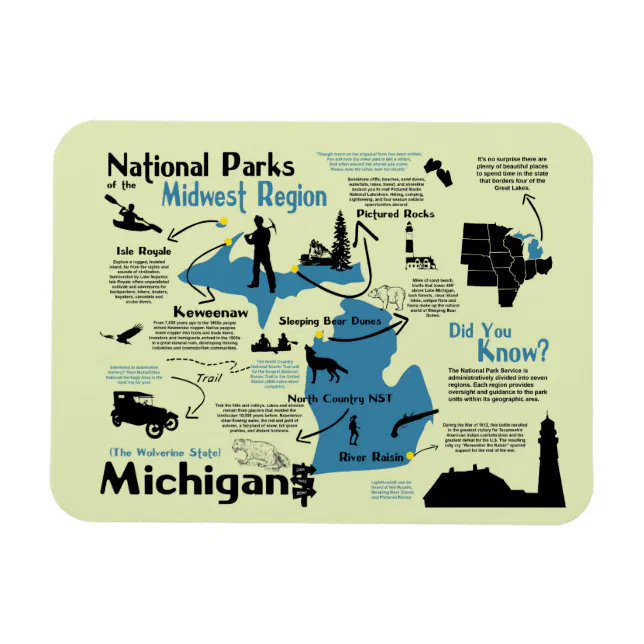 Map of Michigan National Parks Magnet | Zazzle