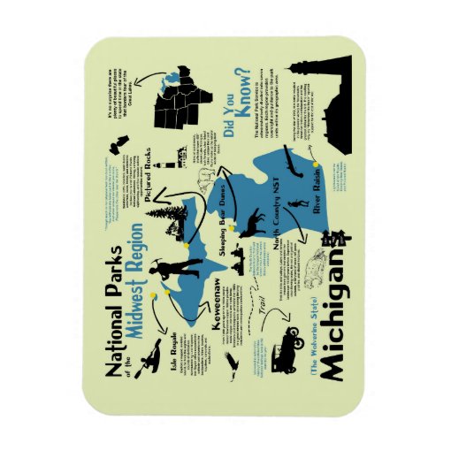 Map of Michigan National Parks Magnet | Zazzle