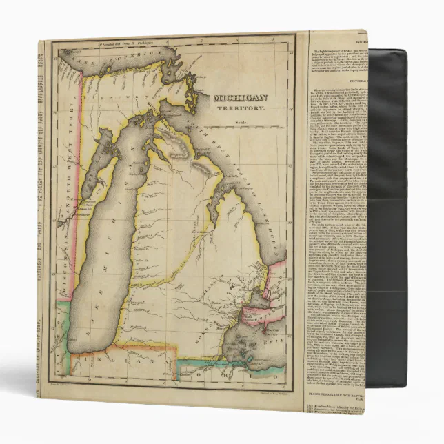 Map Of Michigan Territory Binder | Zazzle
