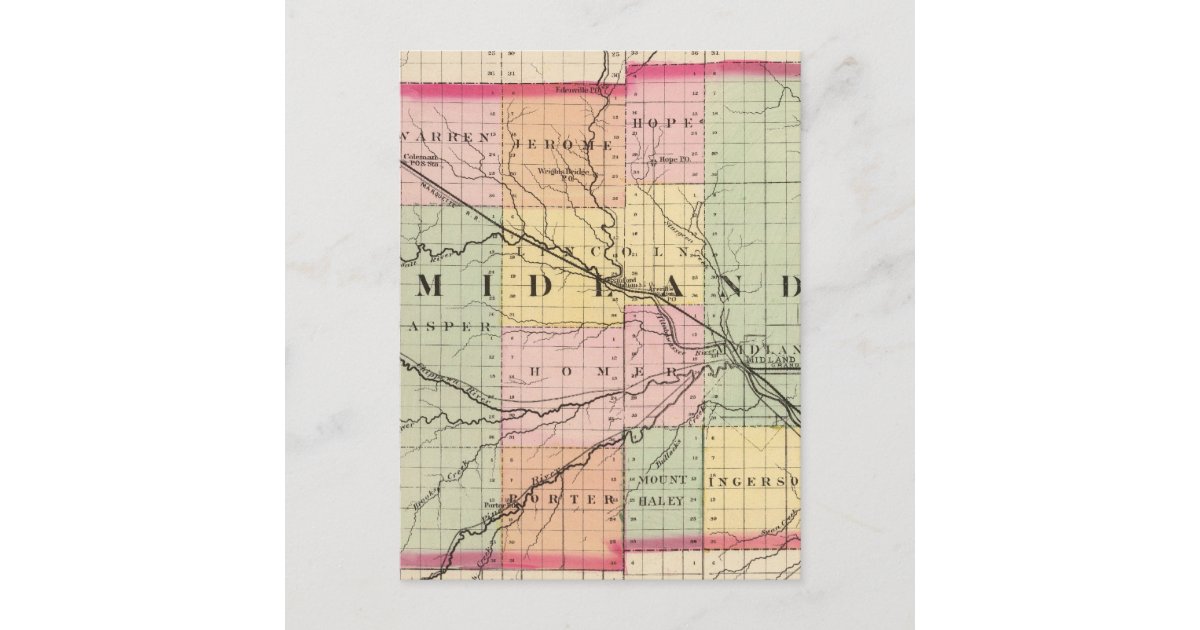 Map of Midland County, Michigan Postcard | Zazzle