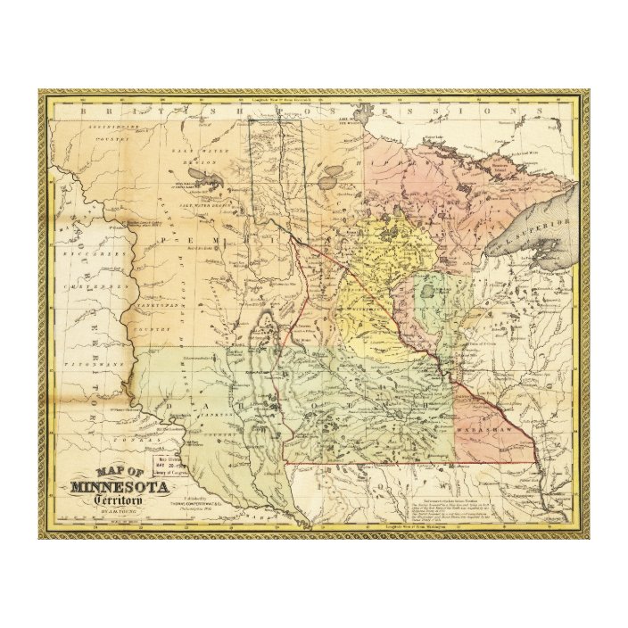 Map of Minnesota Territory (1852) Canvas Print | Zazzle.com