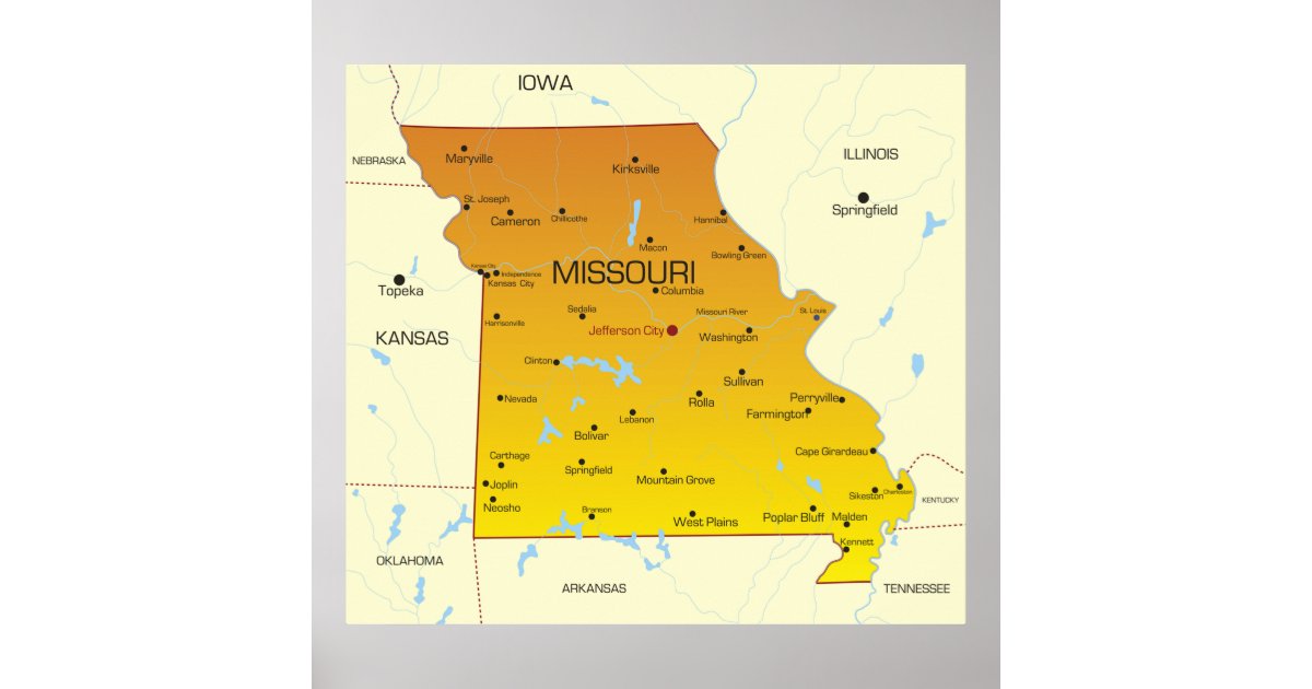 Map Of Missouri Poster | Zazzle