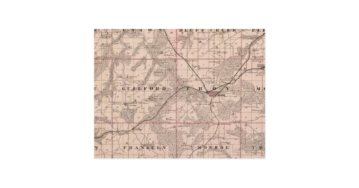 Map of Monroe County, State of Iowa Postcard | Zazzle.com