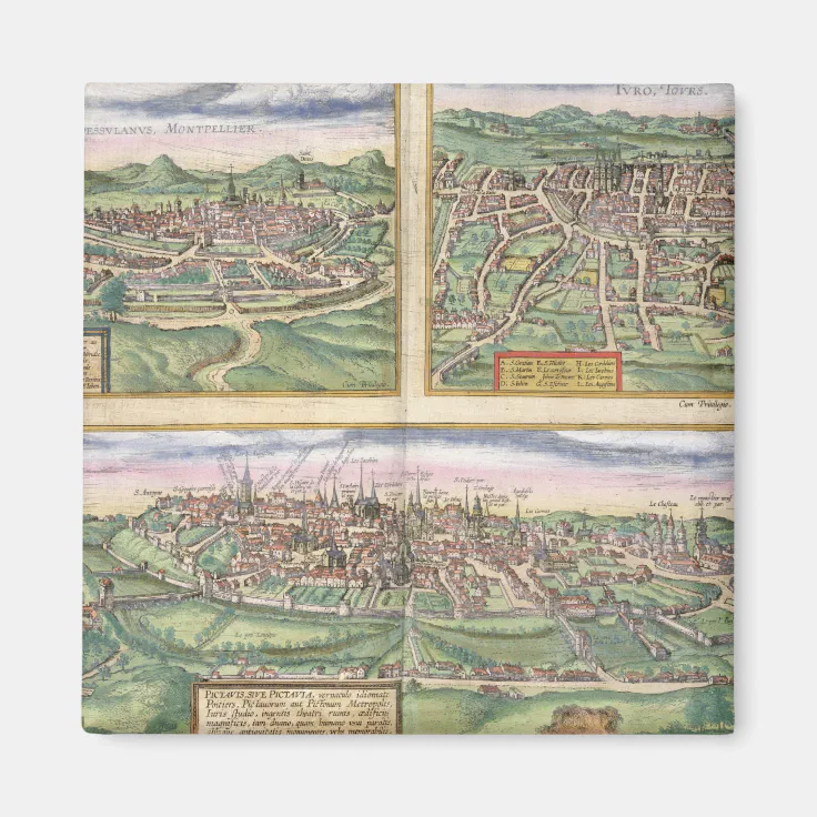 Map of Montpellier, Tours, and Poitiers, from 'Civ Magnet | Zazzle