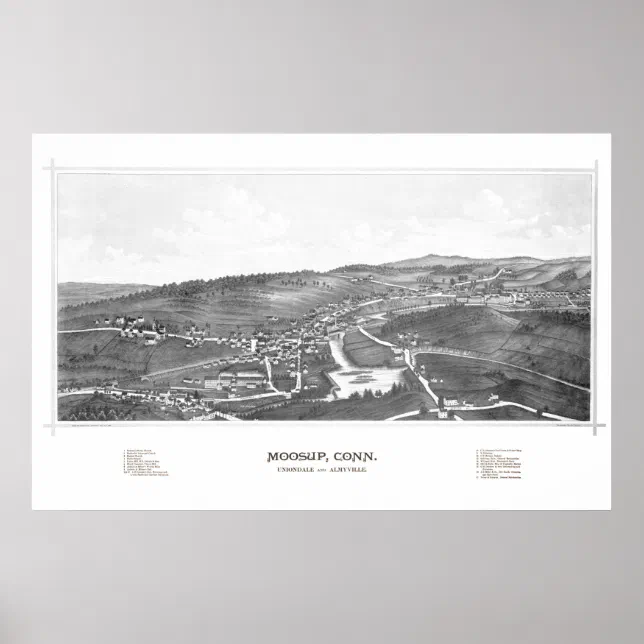 Map of Moosup, CT from 1889 Poster | Zazzle