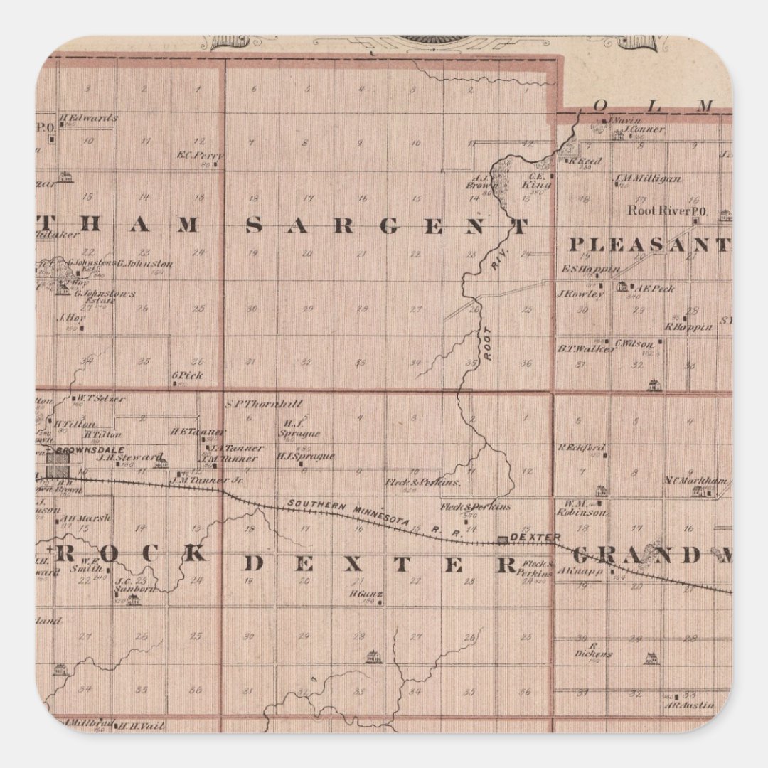 Map of Mower County, Minnesota Square Sticker | Zazzle