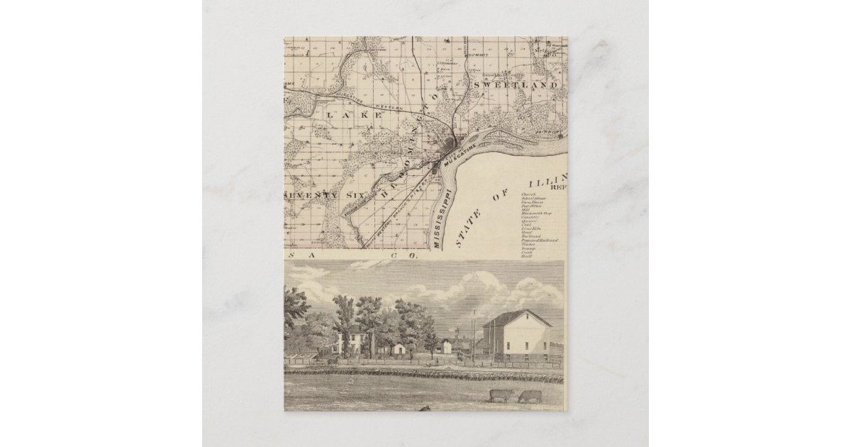 Map of Muscatine County Postcard | Zazzle