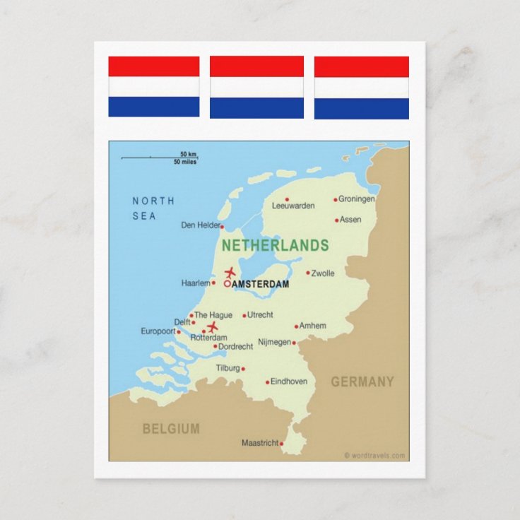 Map of Netherlands Postcard | Zazzle