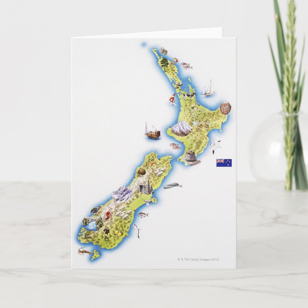 Map of New Zealand Card | Zazzle