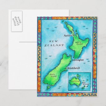 Map of New Zealand Postcard | Zazzle