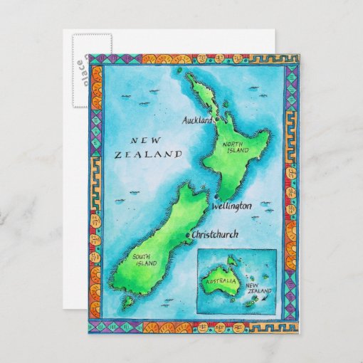 Map of New Zealand Postcard | Zazzle