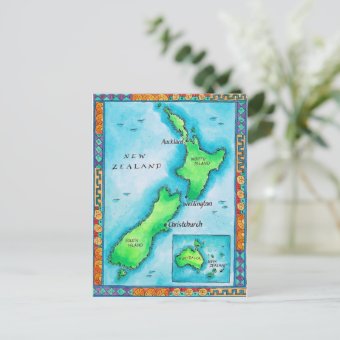 Map of New Zealand Postcard | Zazzle