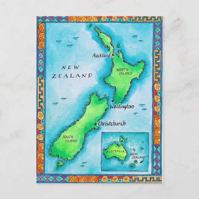 Map of New Zealand Postcard | Zazzle