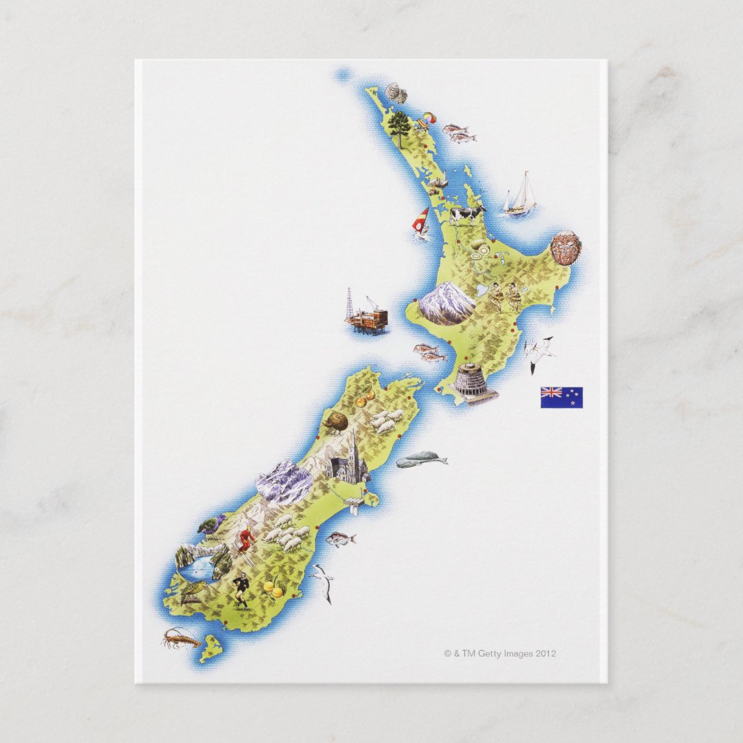 Map of New Zealand Postcard | Zazzle