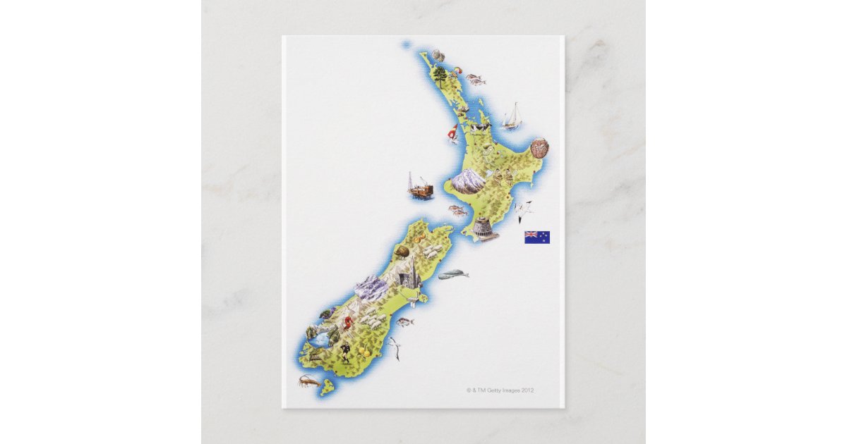 Map of New Zealand Postcard | Zazzle