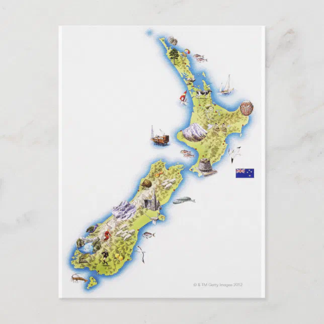Map of New Zealand Postcard | Zazzle
