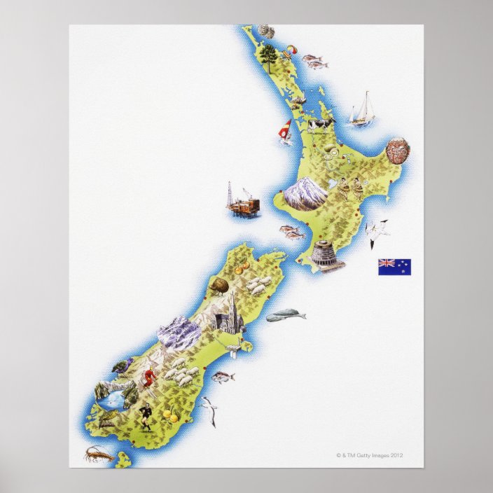Map of New Zealand Poster | Zazzle.com