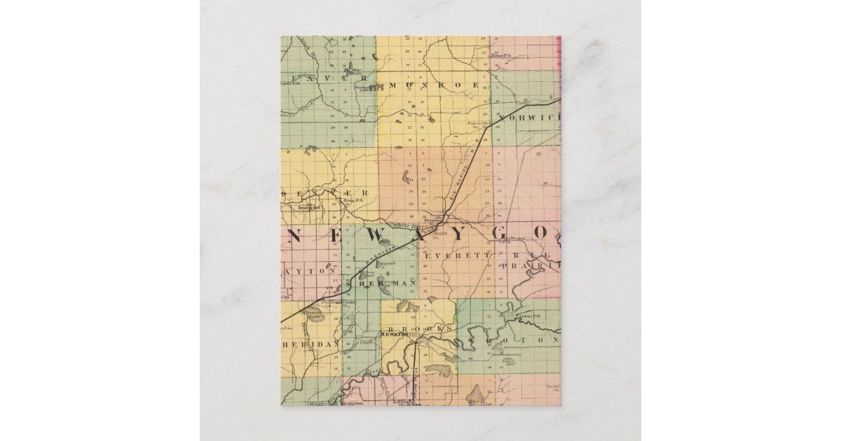 Map of Newaygo County, Michigan Postcard | Zazzle