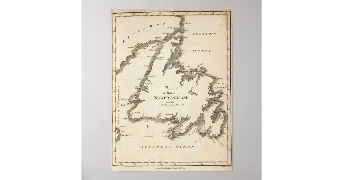 Map of Newfoundland Poster | Zazzle