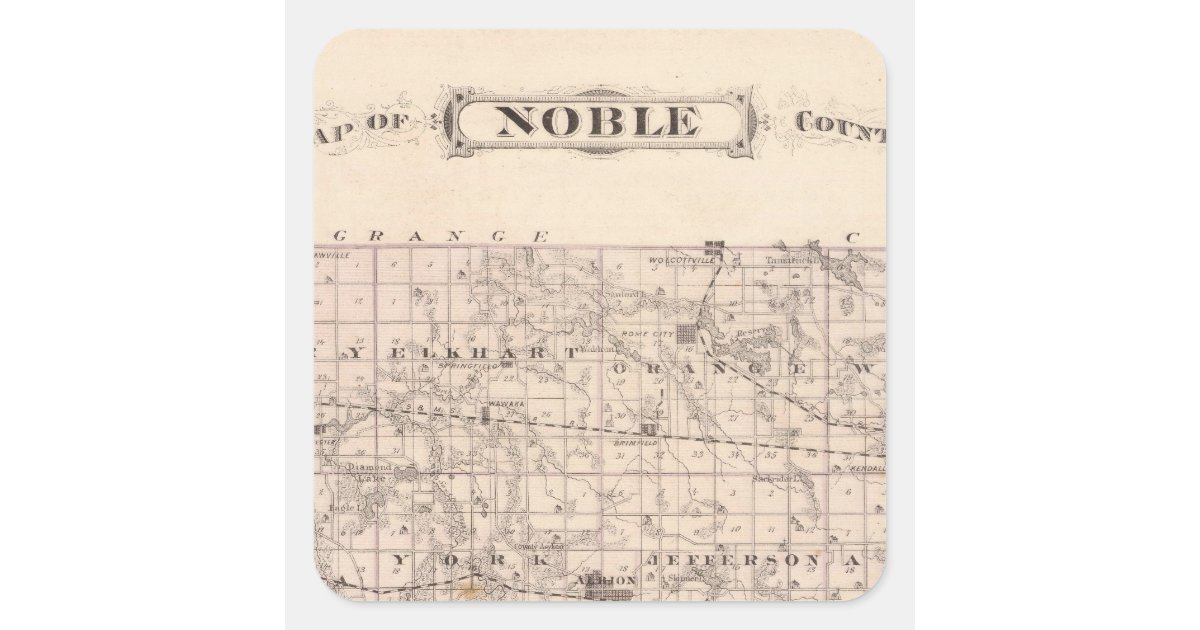 Map of Noble County Square Sticker | Zazzle