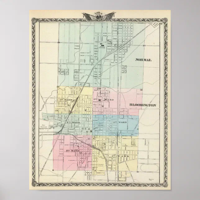 Map of Normal, Bloomington Poster | Zazzle