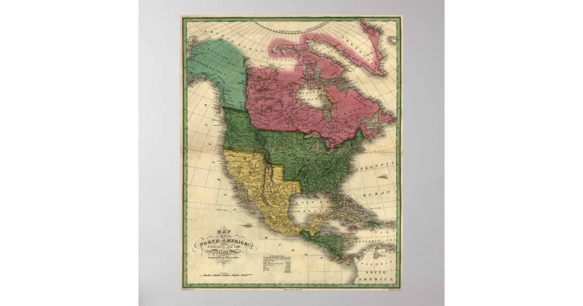 Map of North America (1826) Poster | Zazzle