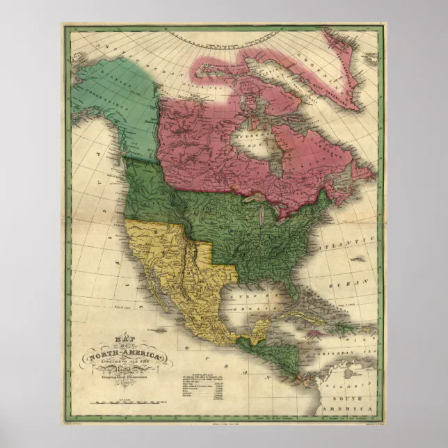 Map of North America (1826) Poster | Zazzle