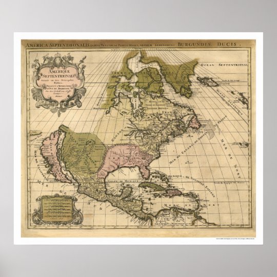 Map of North America by Alexis Hubert Jaillot 1694 Poster | Zazzle.com