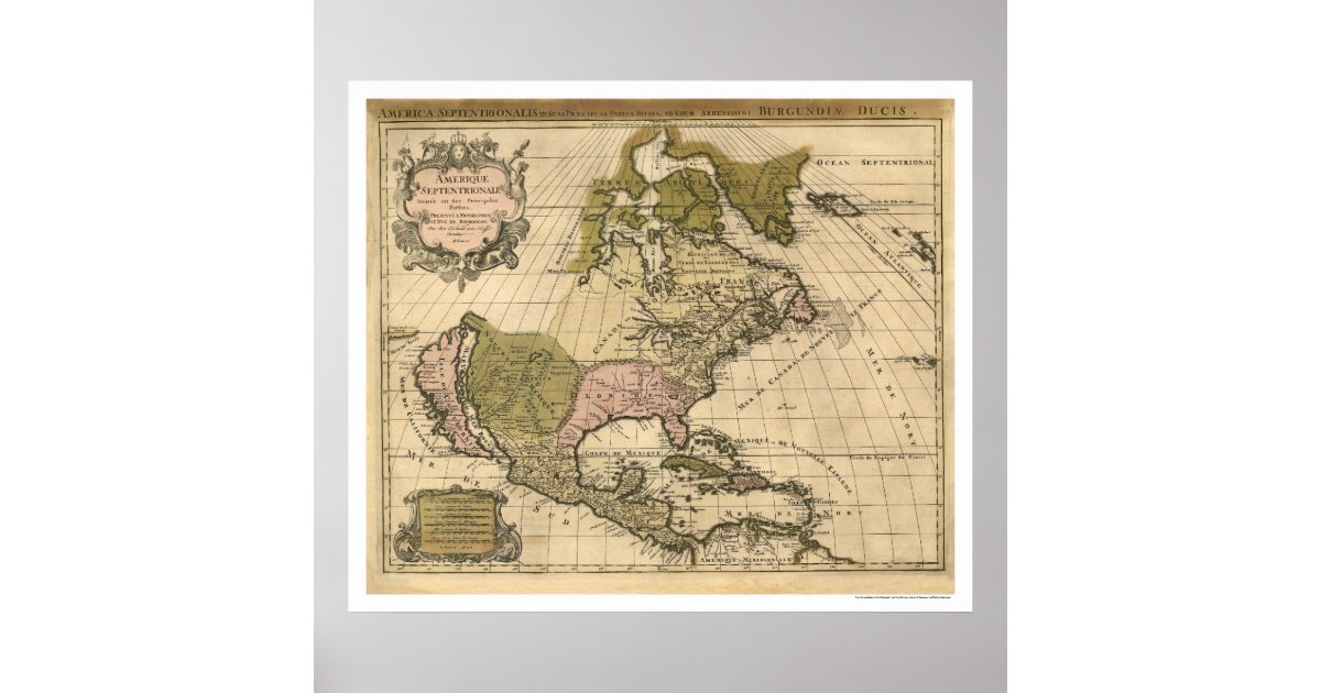 Map of North America by Alexis Hubert Jaillot 1694 Poster | Zazzle
