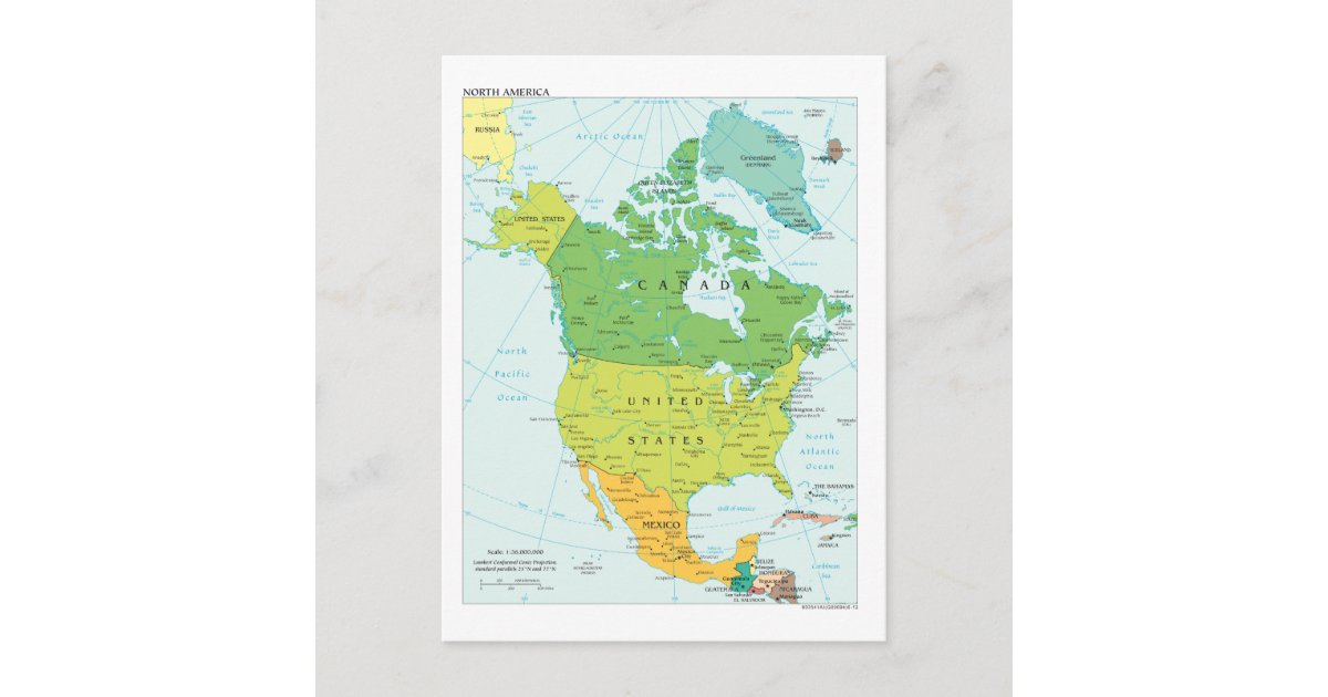 Map of North-America Postcard | Zazzle