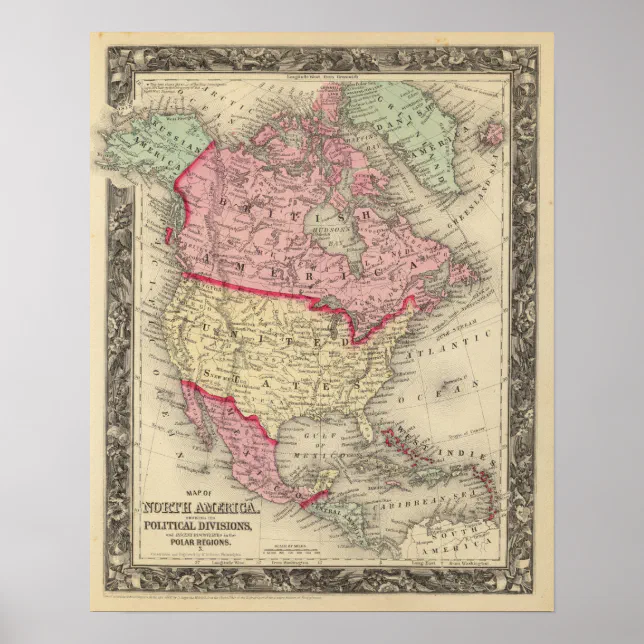Map Of North America Poster | Zazzle