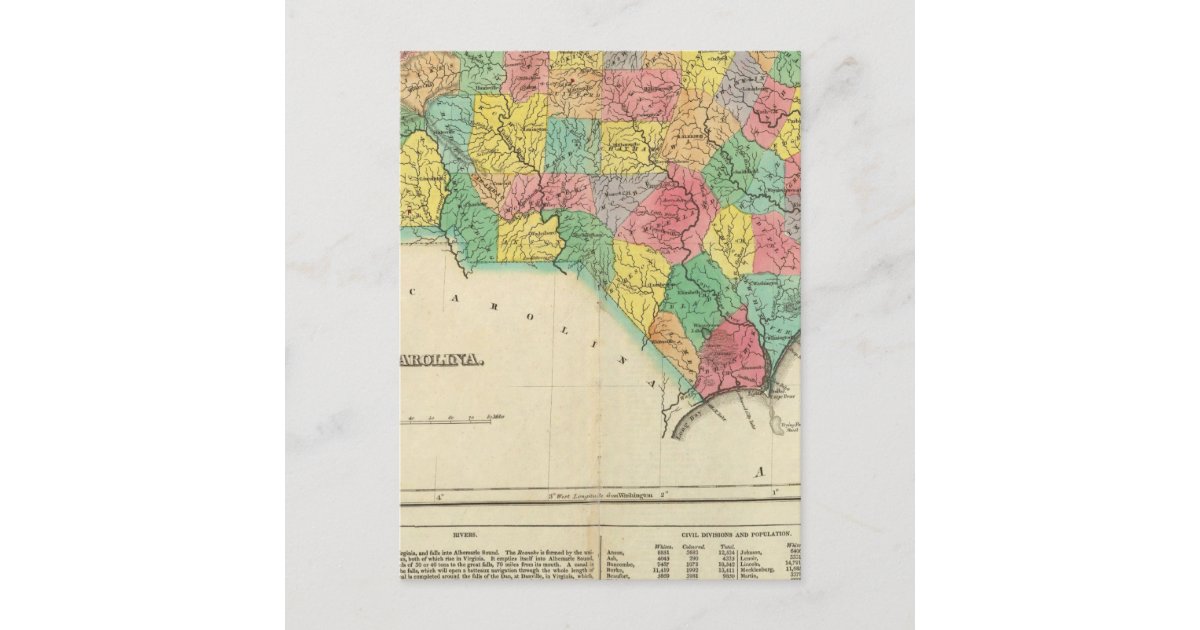 Map Of North Carolina Postcard | Zazzle