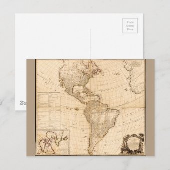 Map of North & South America (1786) Postcard | Zazzle