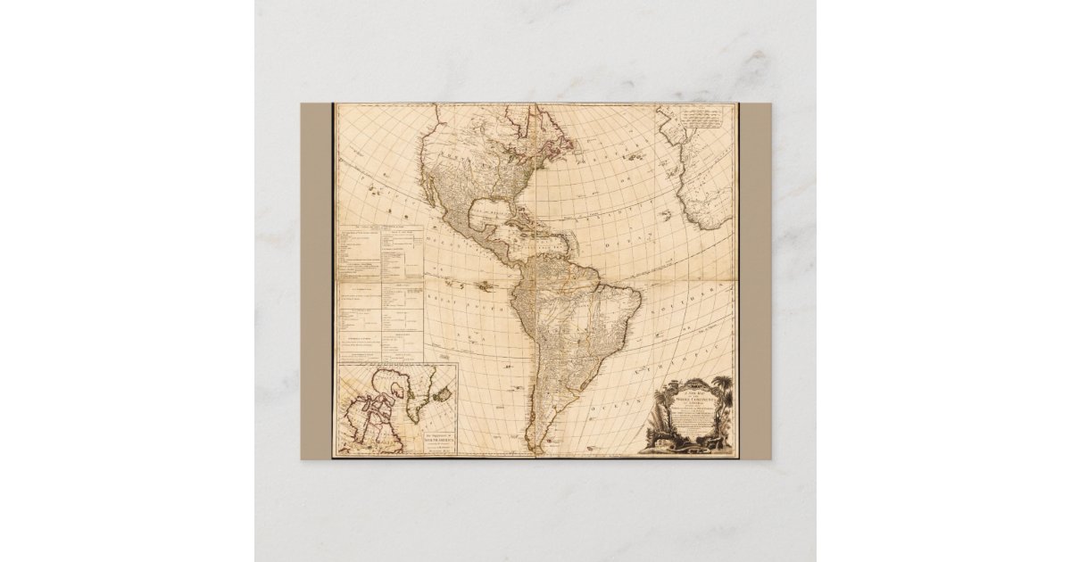 Map of North & South America (1786) Postcard | Zazzle