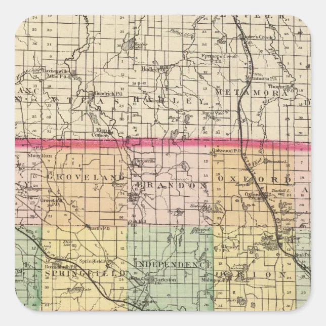 Map of Oakland County, Michigan Square Sticker | Zazzle